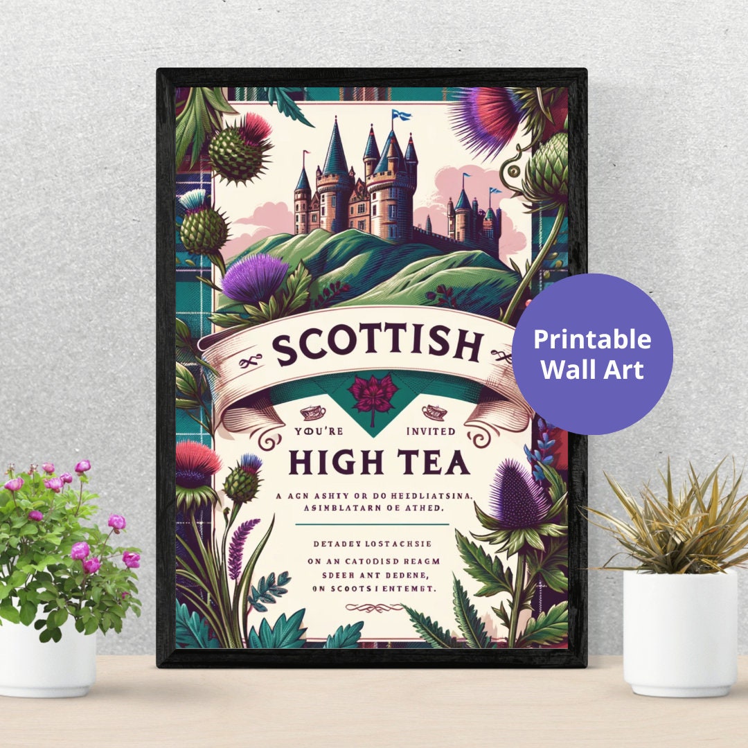 Scottish Tartan Tea Time | Printable Poster With Castle and Scottish ...