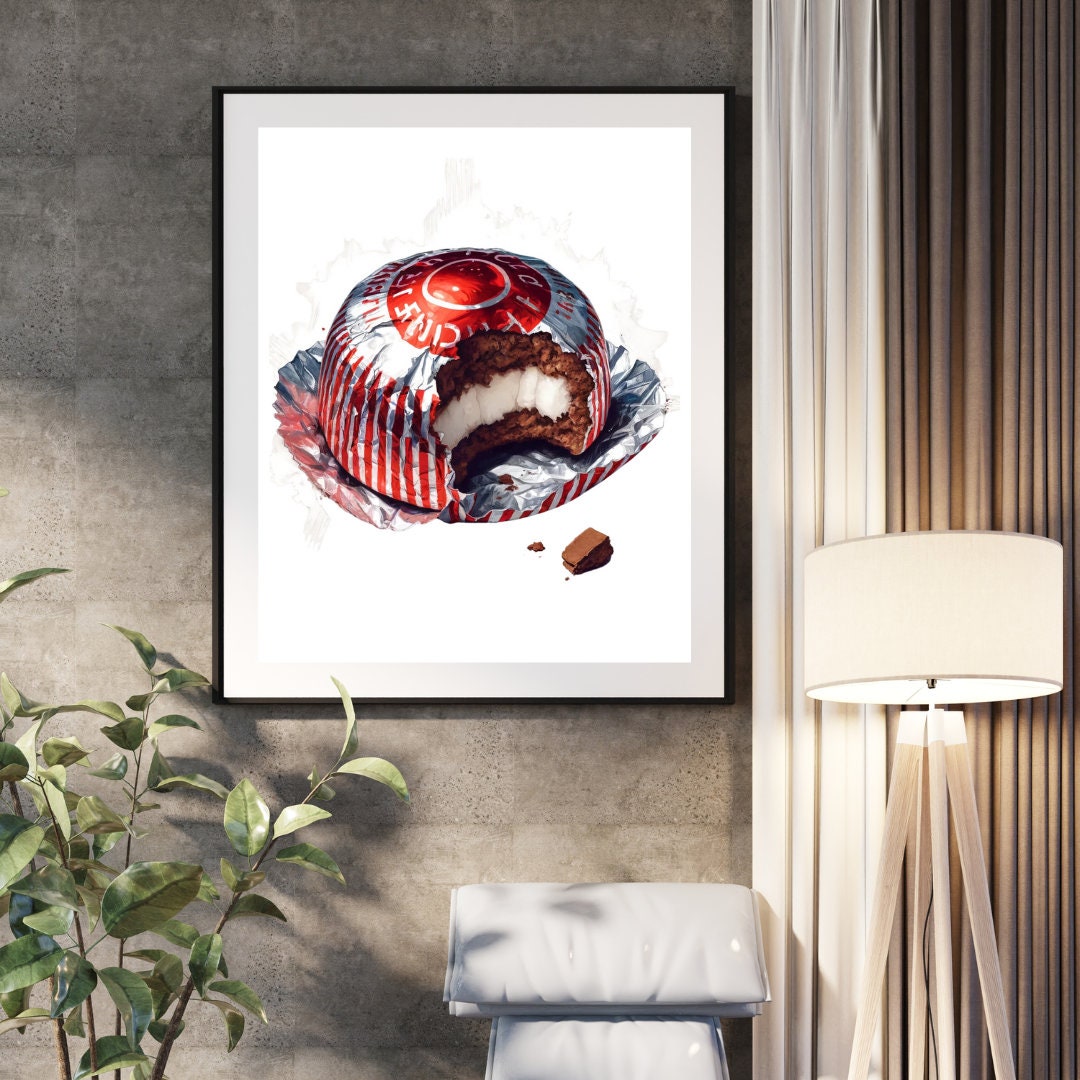 Digital Wall Art | Tunnocks Tea Cake With Bite | Messy Watercolor Print ...