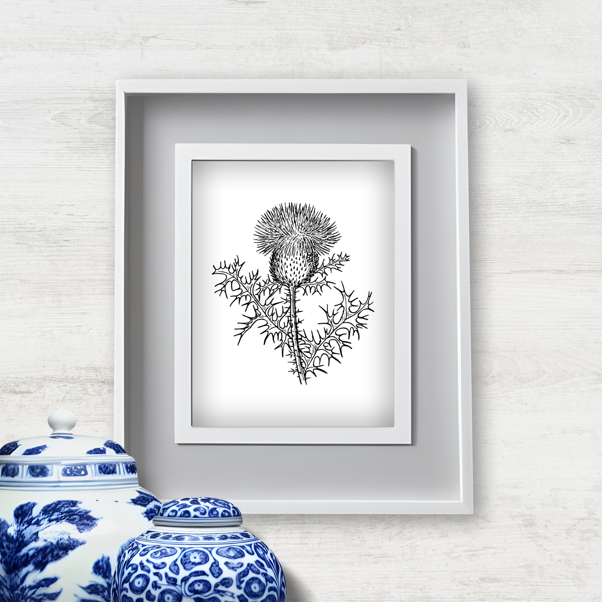 Black and White Scottish Thistle | Digital Download Print | Scottish ...