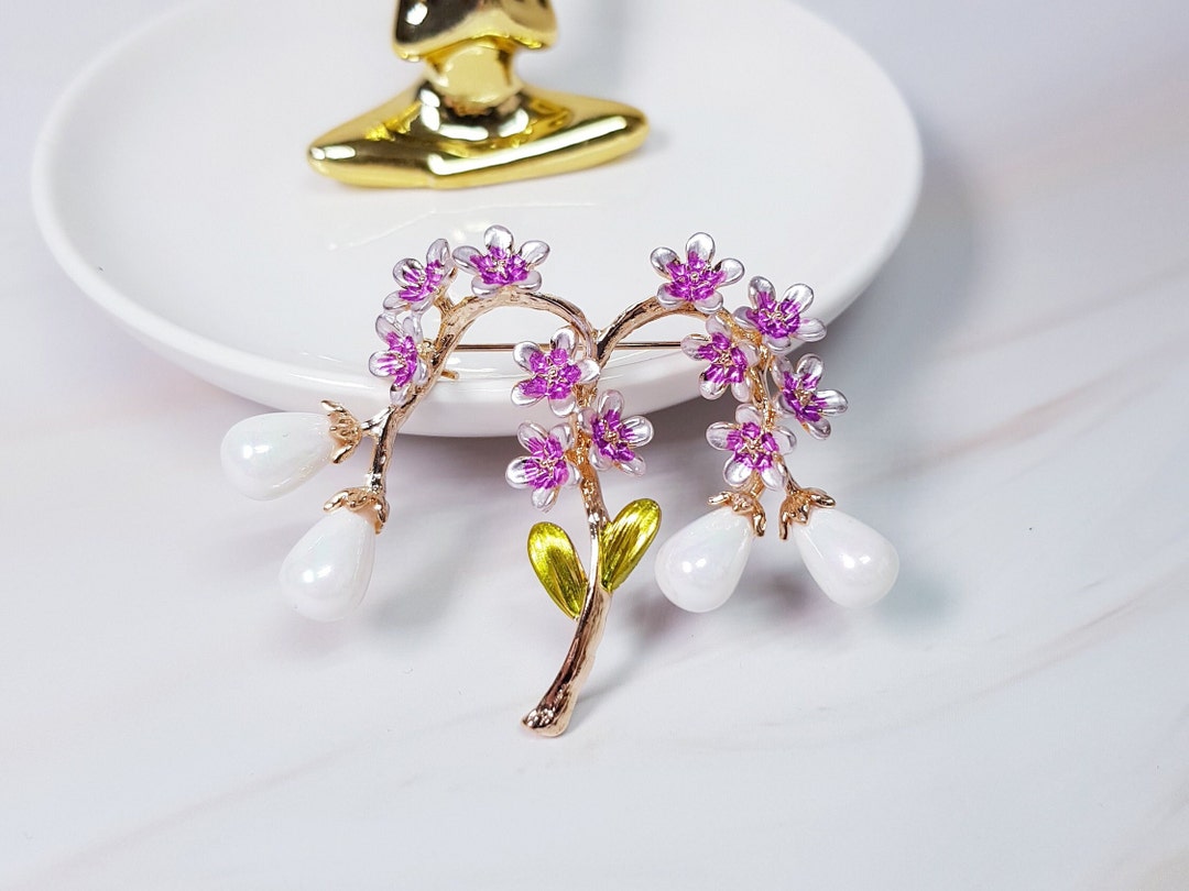 Beautiful Pearl & Lilac Cherry Blossom Brooch Gift for Her - Etsy
