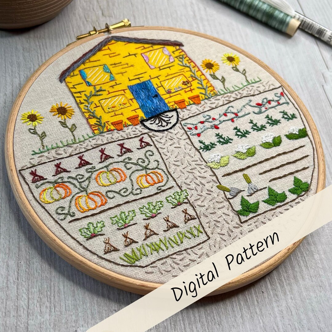 Farm House | Embroidery Pattern | Vegetable Embroidery | Modern ...