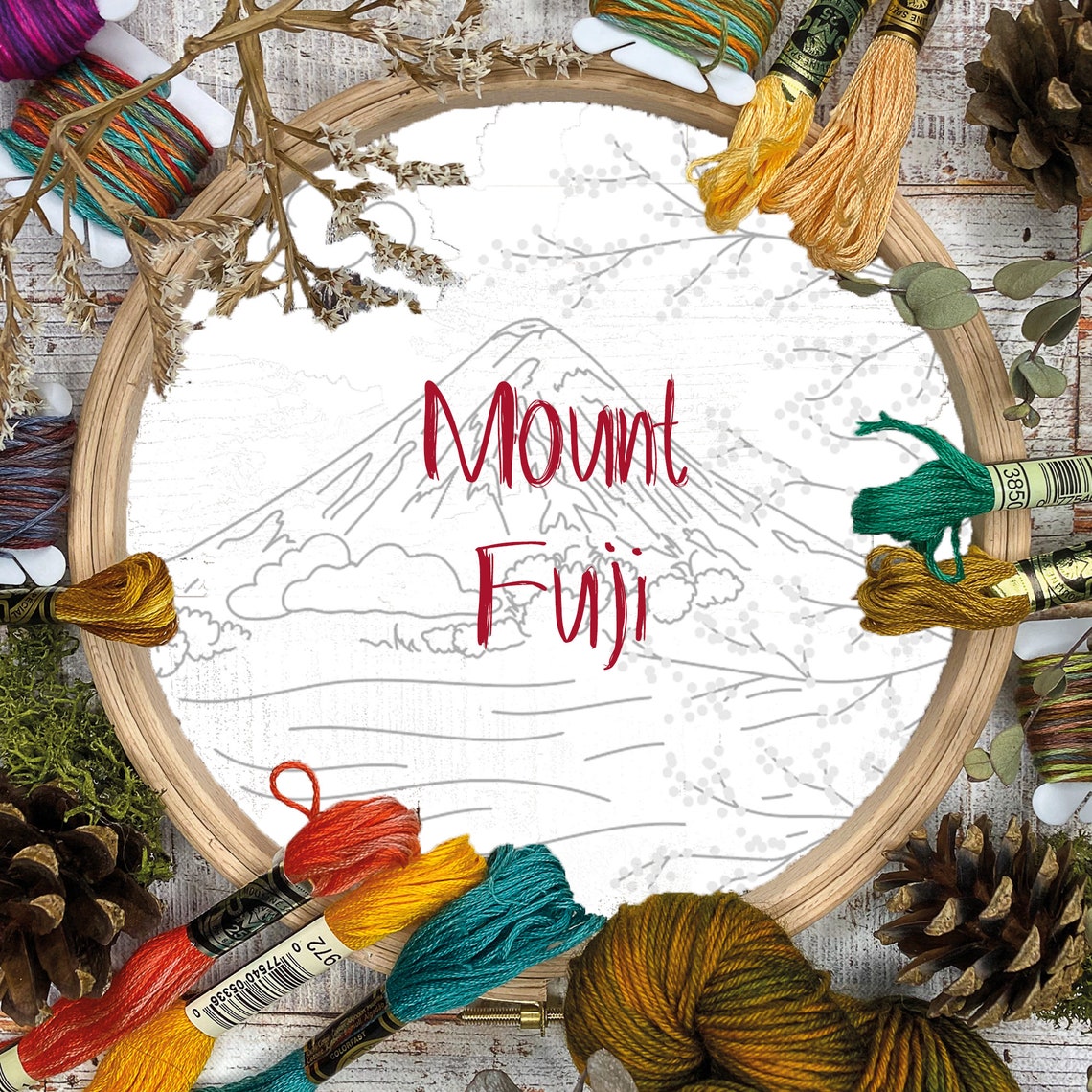 Mount Fuji Embroidery Pattern Embroidery Modern - Etsy