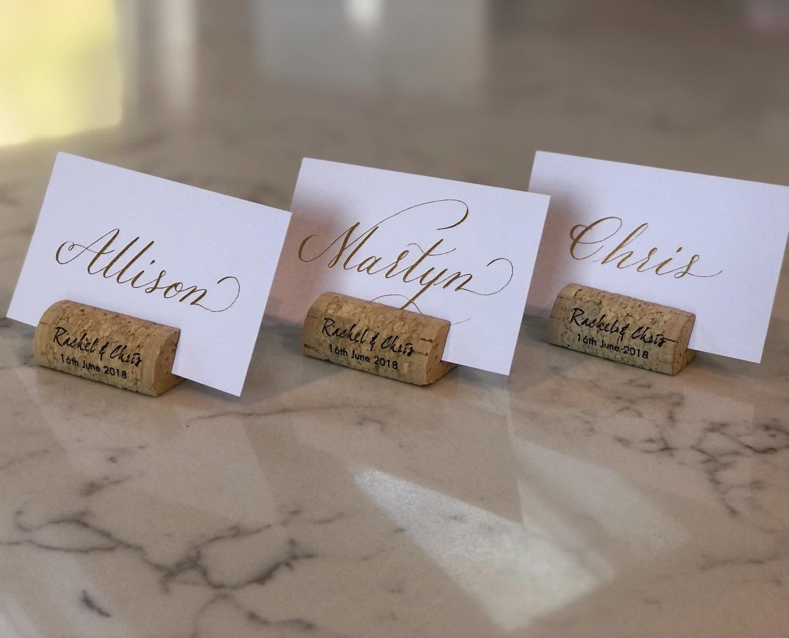 Handwritten Place Names Gold Calligraphy Wedding Place Cards Gold Ink ...