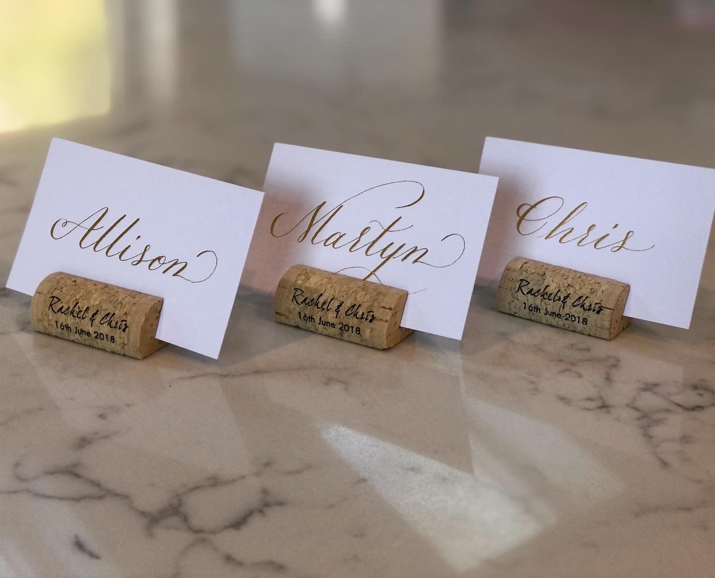 Handwritten Place Names Gold Calligraphy Wedding Place Cards Gold Ink ...