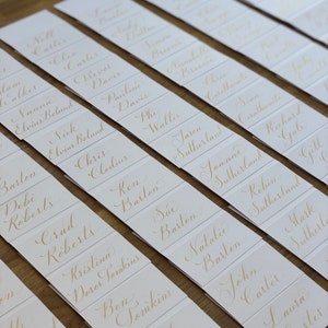 Handwritten Place Names Gold Calligraphy Wedding Place Cards Gold Ink ...
