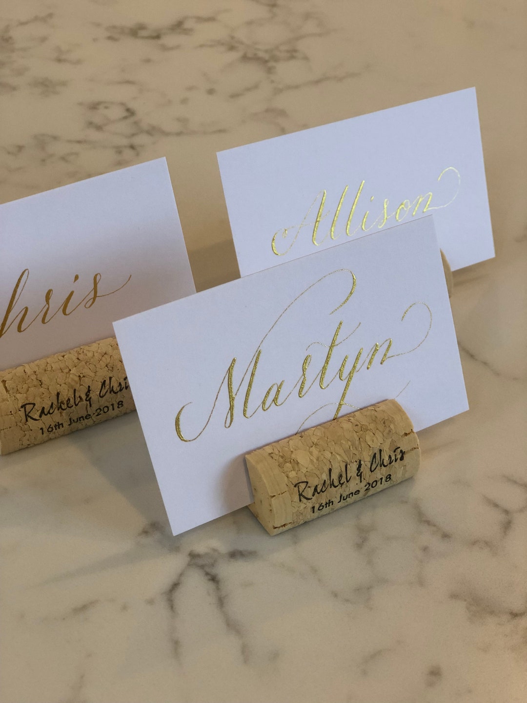 Handwritten Place Names Gold Calligraphy Wedding Place Cards Gold Ink ...