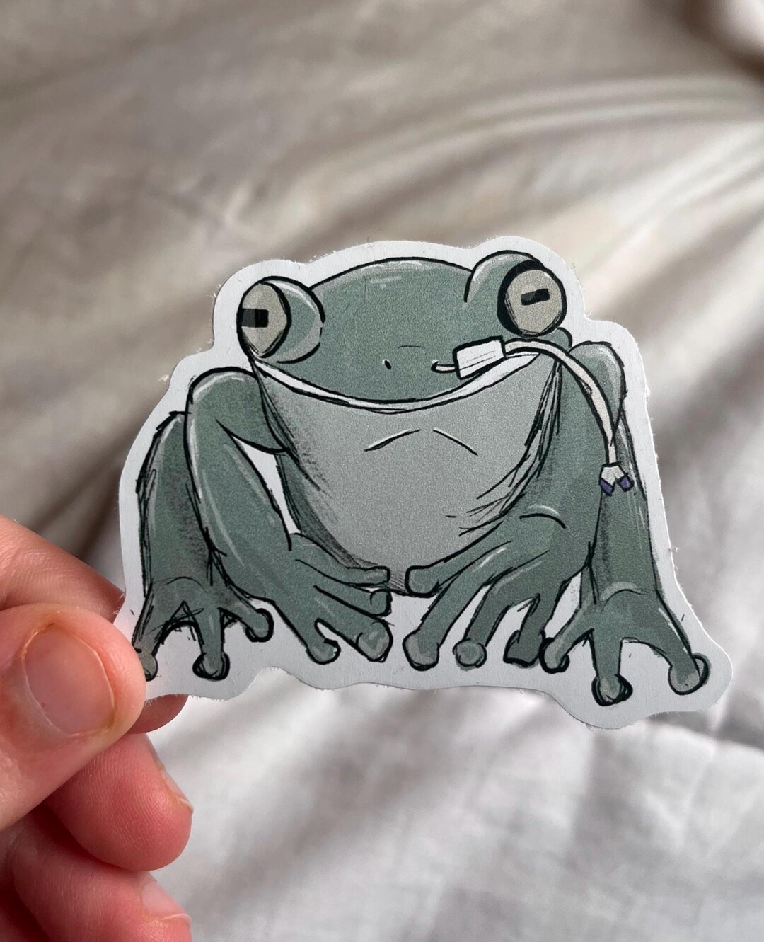 Frog With NG/J Feeding Tube Sticker - Etsy