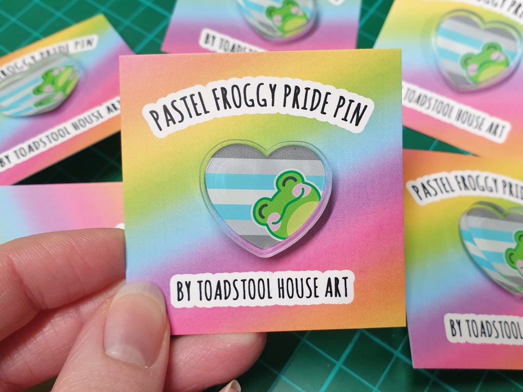 Pastel Demiboy Frog Pin Clear Acrylic Heart Pin Pride Flag - Etsy
