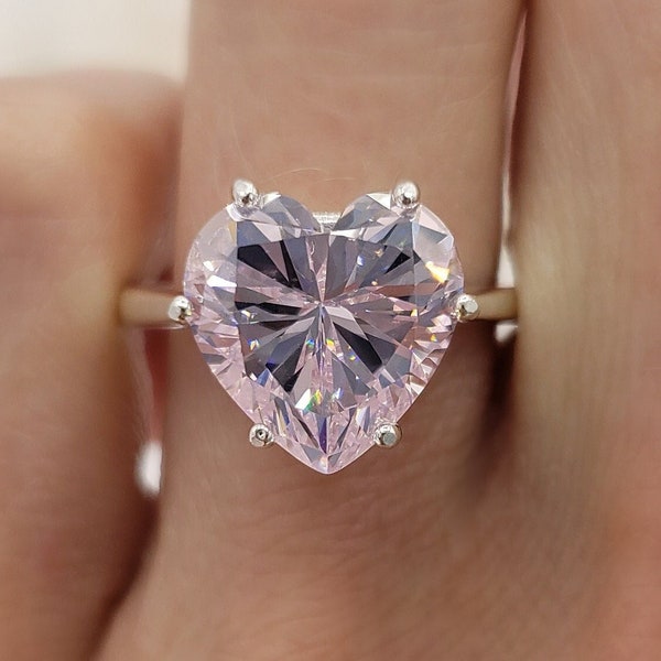 Pink Zirconia Heart Ring - Etsy