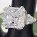 8mm - 10mm Princess Cut CZ, Trillion Accented, Three Stone Ring, 6A ...