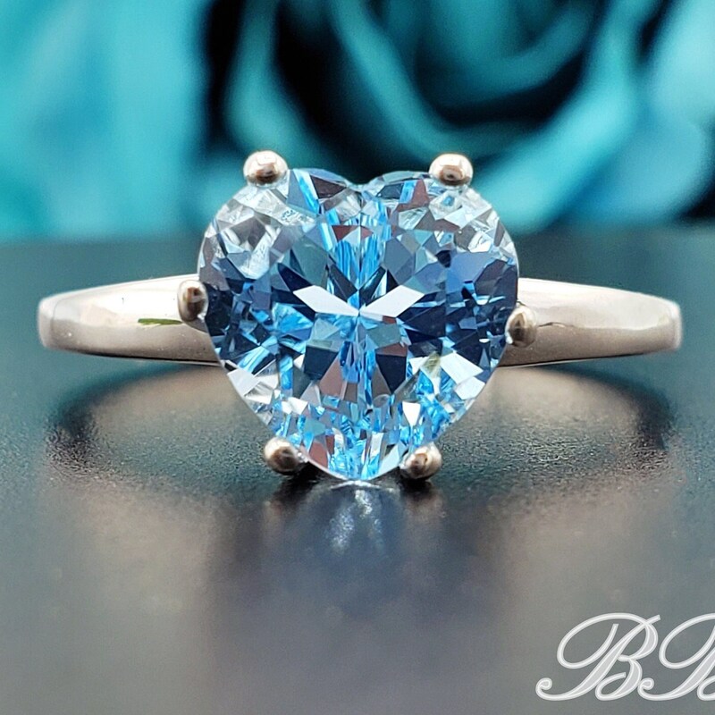 Blue Heart Ring - Etsy