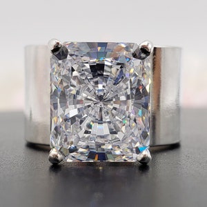 12x10mm Brilliant Radiant Cut, 12mm Wide Band Solitaire, Engagement ...
