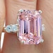 14x10mm Pink Elongated Asscher Cut CZ, Multi-stone Engagement Wedding ...