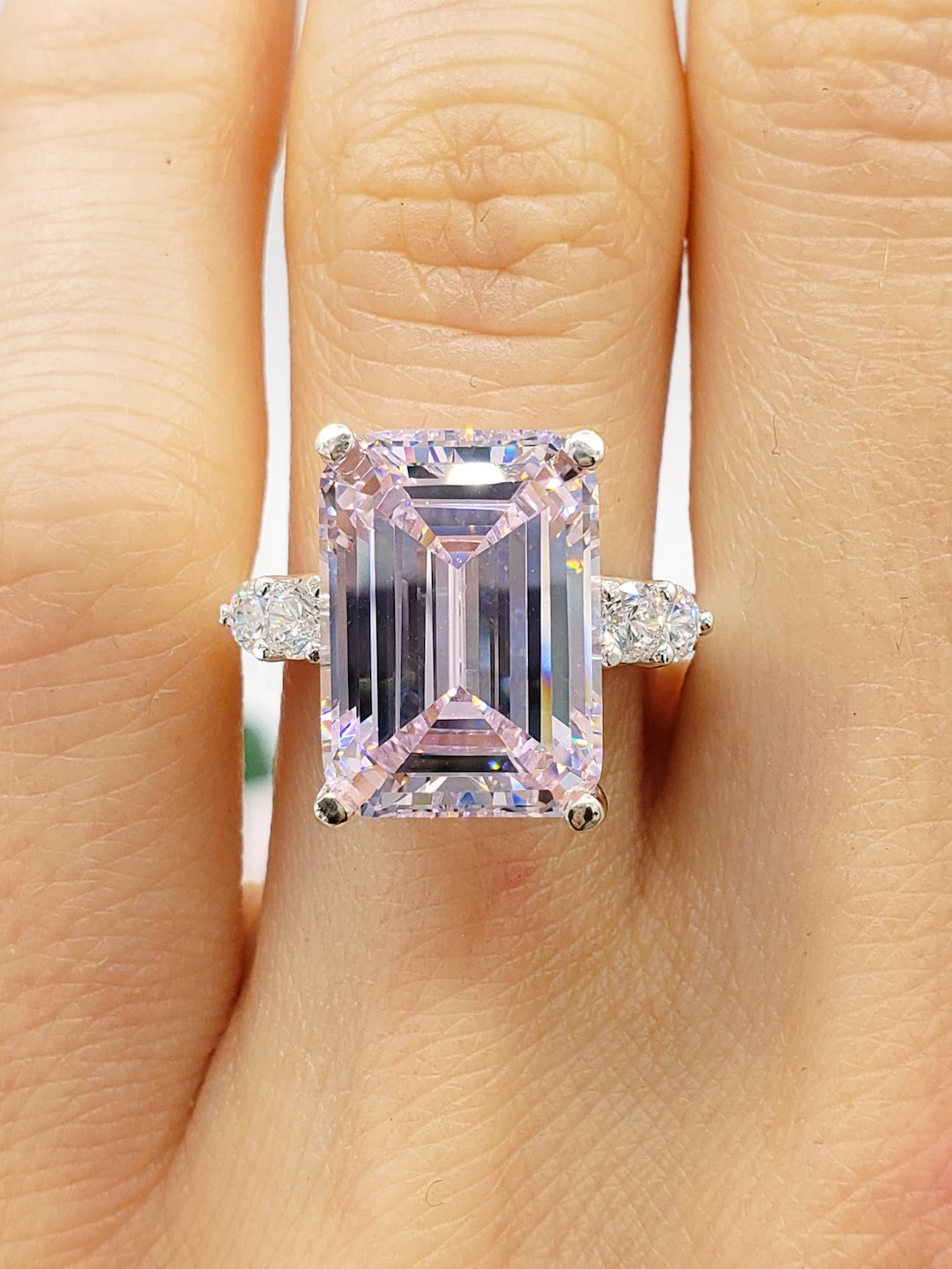 14x10mm Elongated Asscher Cut, Light Pink, Multi-stone Engagement ...