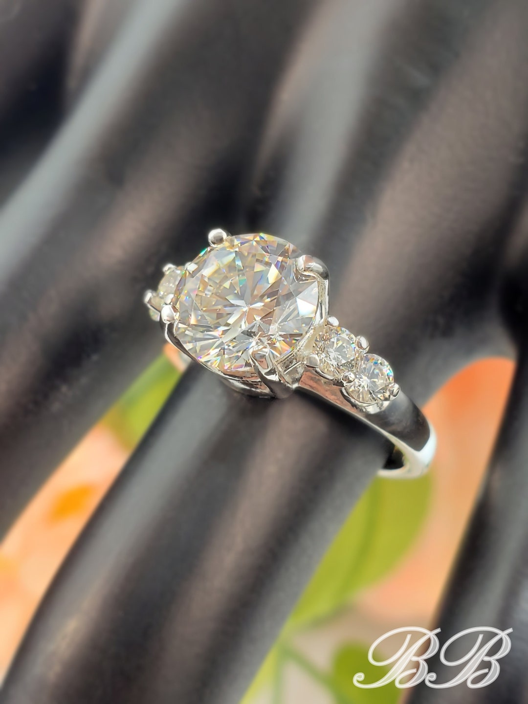 8mm - 12mm Round Multi Stone Accented Engagement Wedding Ring, 6A ...