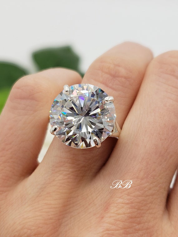 8mm 15mm Brilliant Round Split Shank Solitaire Engagement Ring 5A Quality Cubic Zirconia Sterling Silver Made to Order Etsy Norway