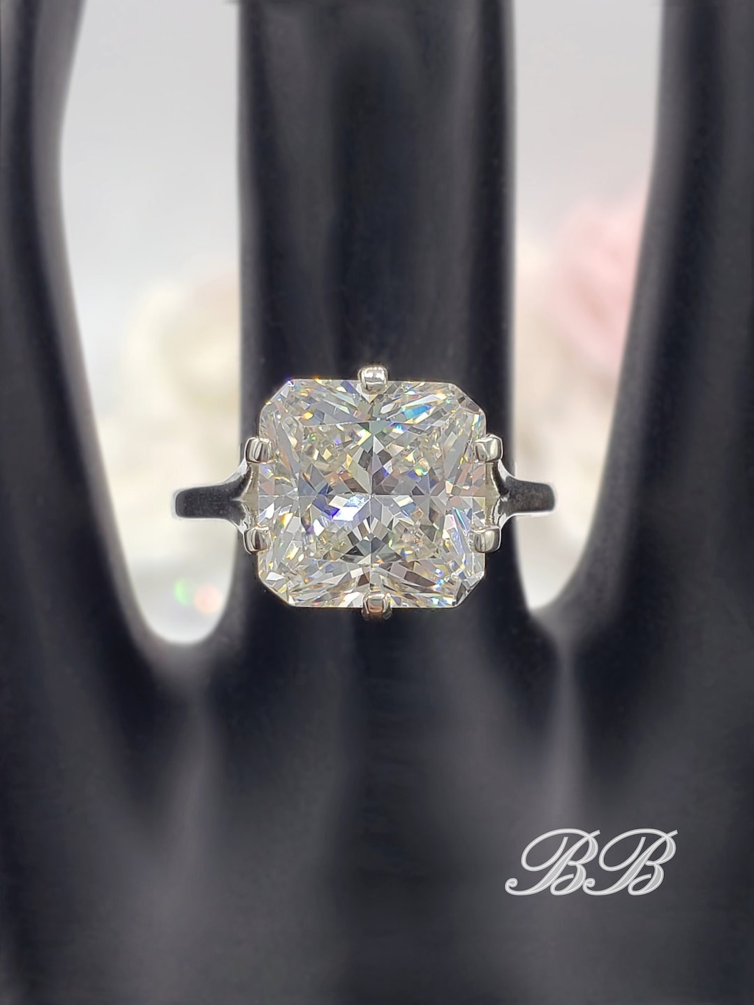 8mm - 10mm Radiant Square Cut Solitaire Engagement Wedding Ring, 6A ...