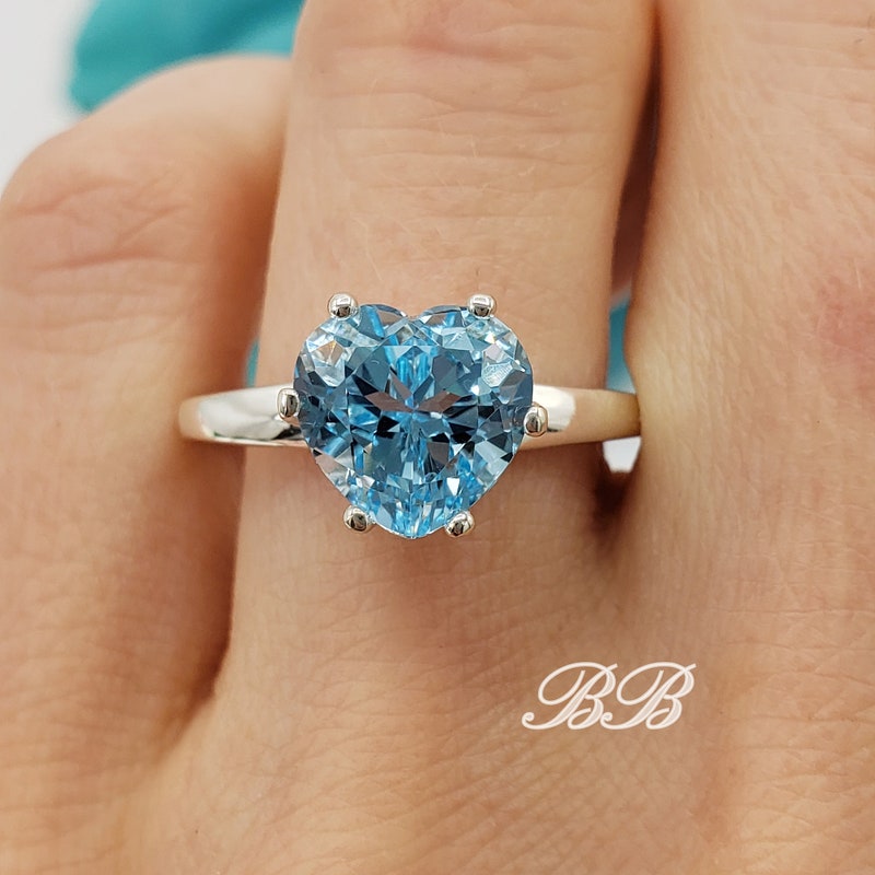 Blue Heart Ring - Etsy