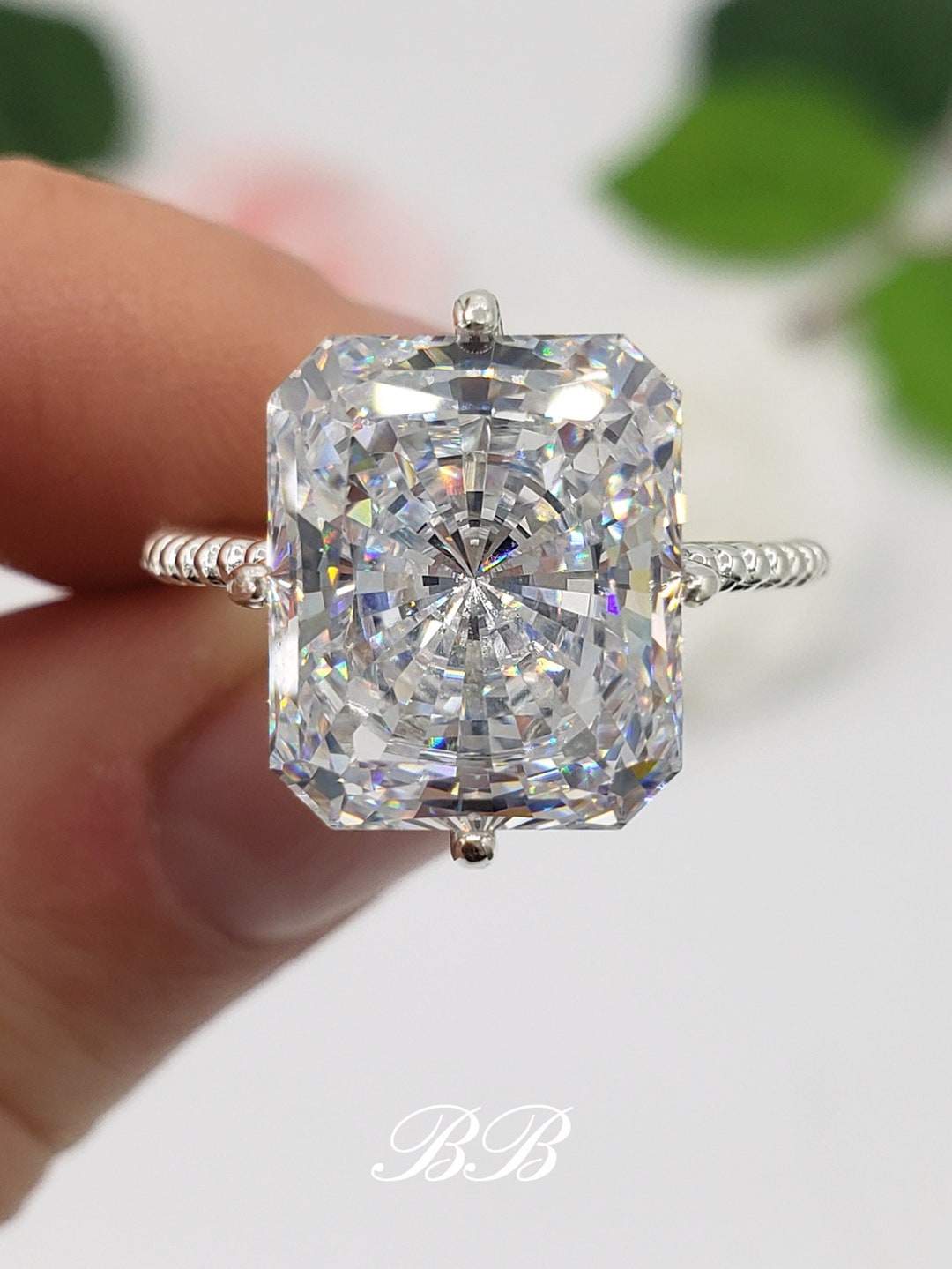 12x10mm Brilliant Radiant Cut Solitaire Engagement Wedding Ring, 5A ...