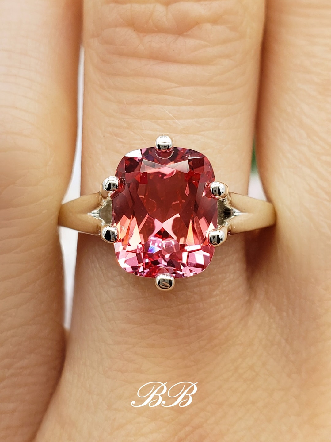 10x8mm Lab Orange Padparadscha Sapphire, Elongated Cushion Cut ...