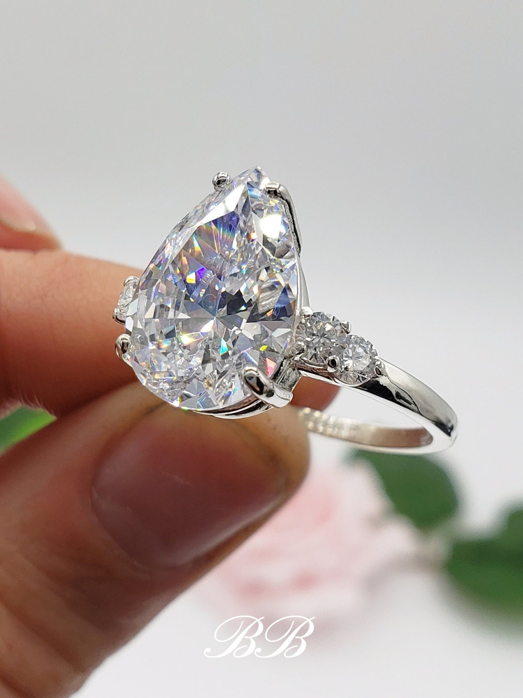 10x7mm -16x12mm Pear Cut Multi-stone Ring, 6A Quality Cubic Zirconia ...