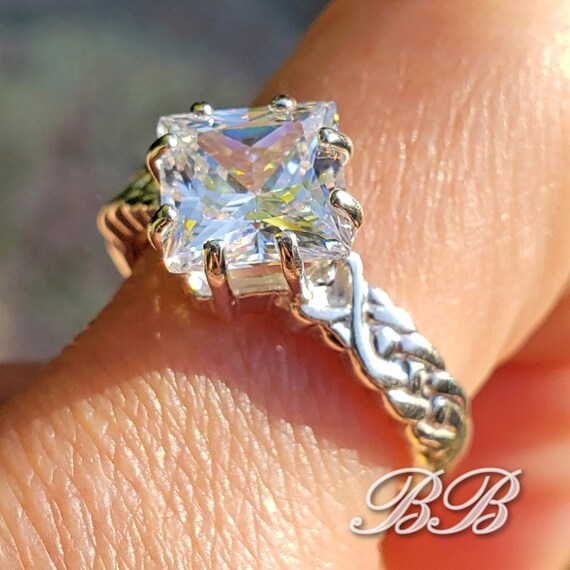 8MM Princess Cut Square Solitaire Engagement Wedding Ring 8 - Etsy