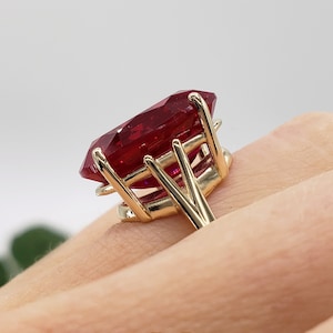 16x12mm - 20x15mm Lab-created Red Ruby Oval Cut, 4-prong Solitaire Ring ...