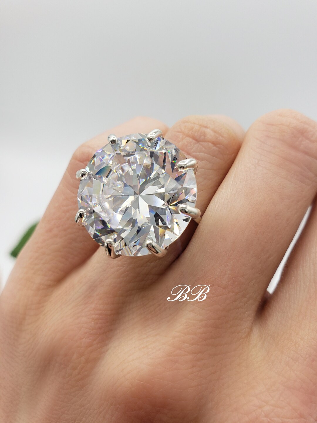 9MM-20MM Round Brilliant, 8 Prong Basket Solitaire, Engagement Wedding ...