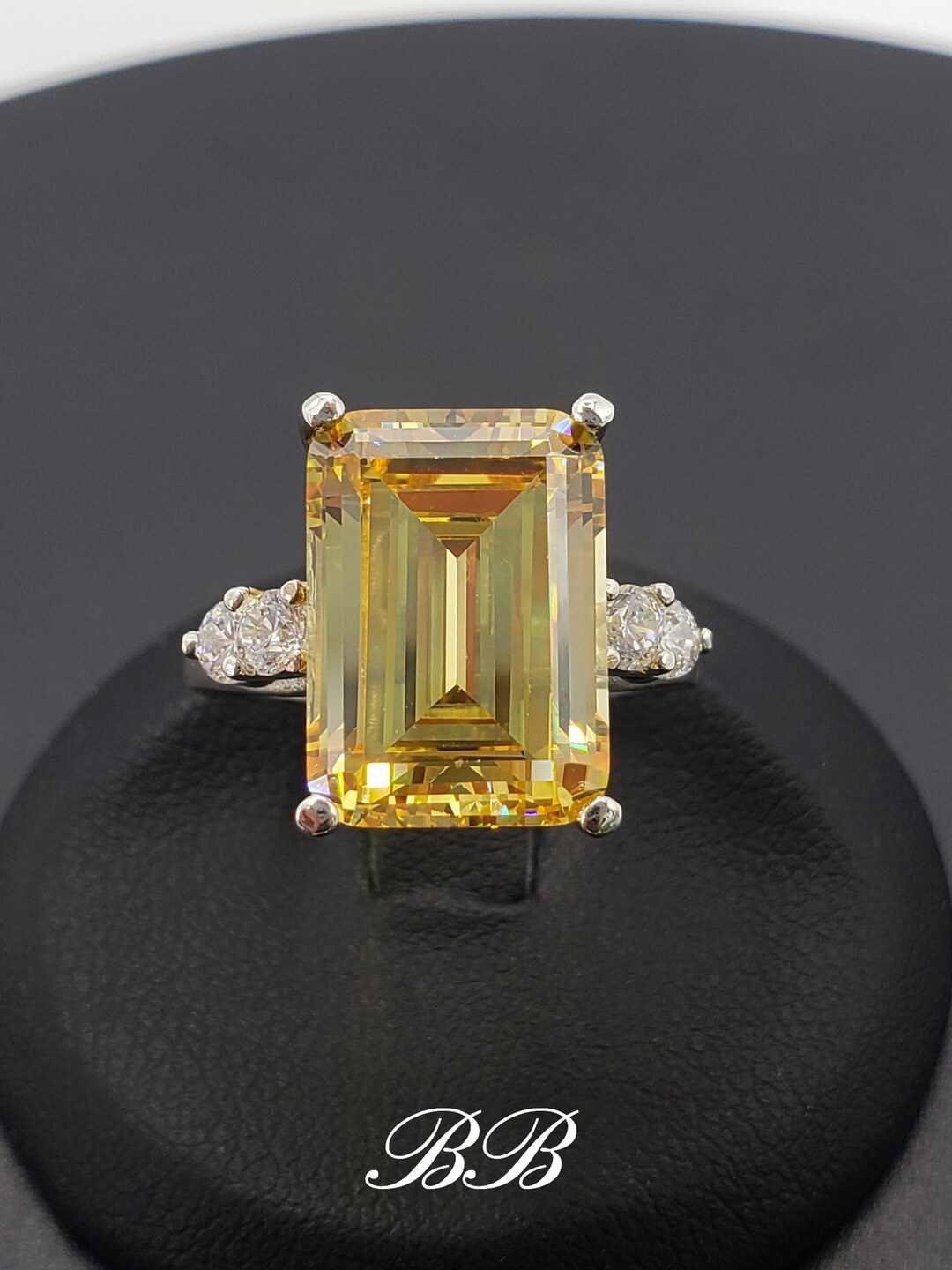 14x10mm Canary Yellow Emerald Cut Multi-stone Statement - Etsy