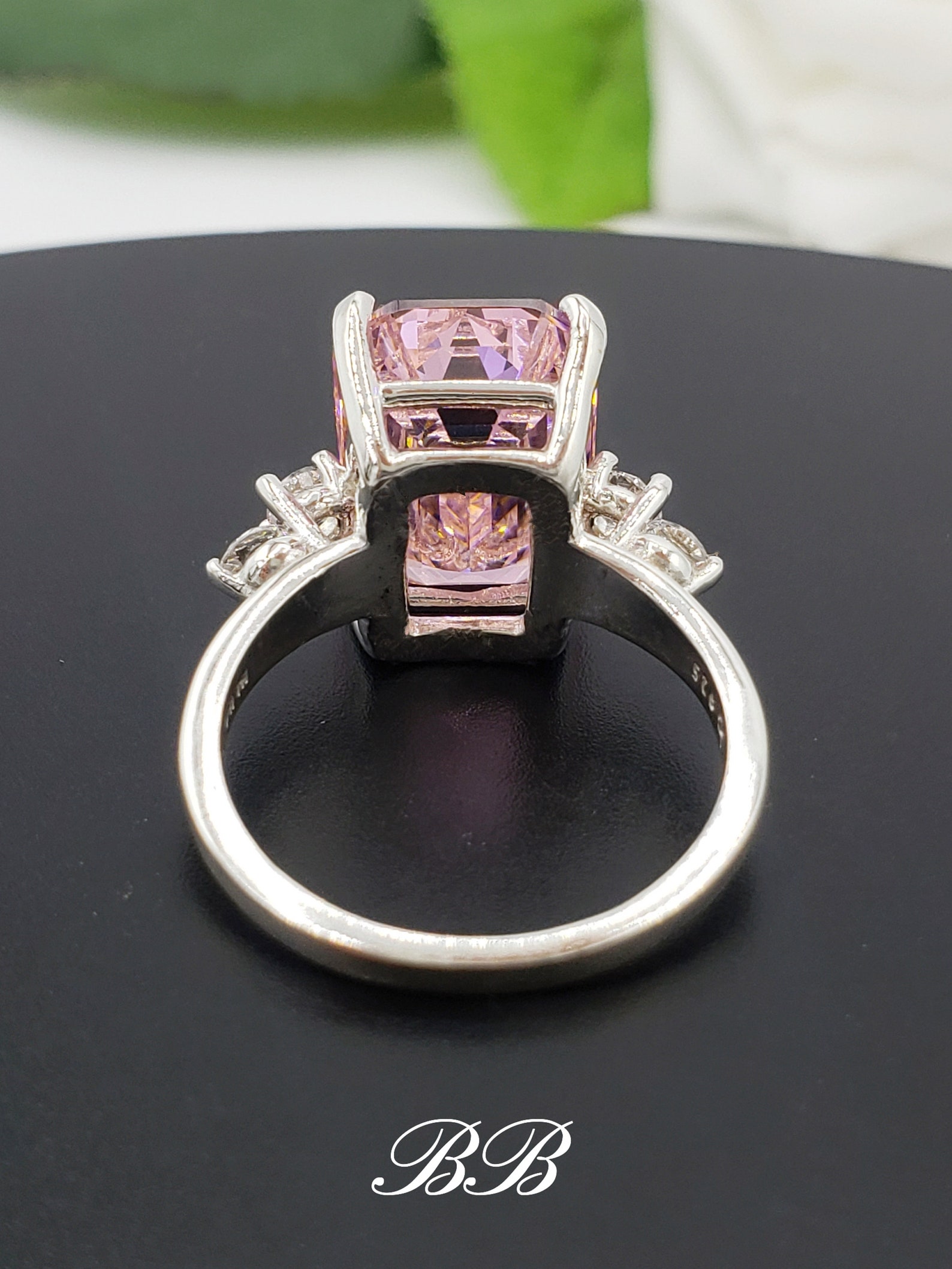 14x10mm Pink Elongated Asscher Cut CZ, Multi-stone Engagement Wedding ...
