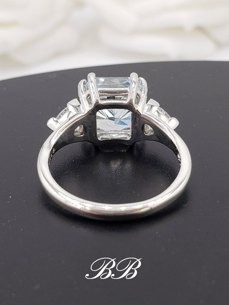 8mm Ice Blue Crushed Ice Radiant Cut, Three Stone Ring, 5A Quality ...