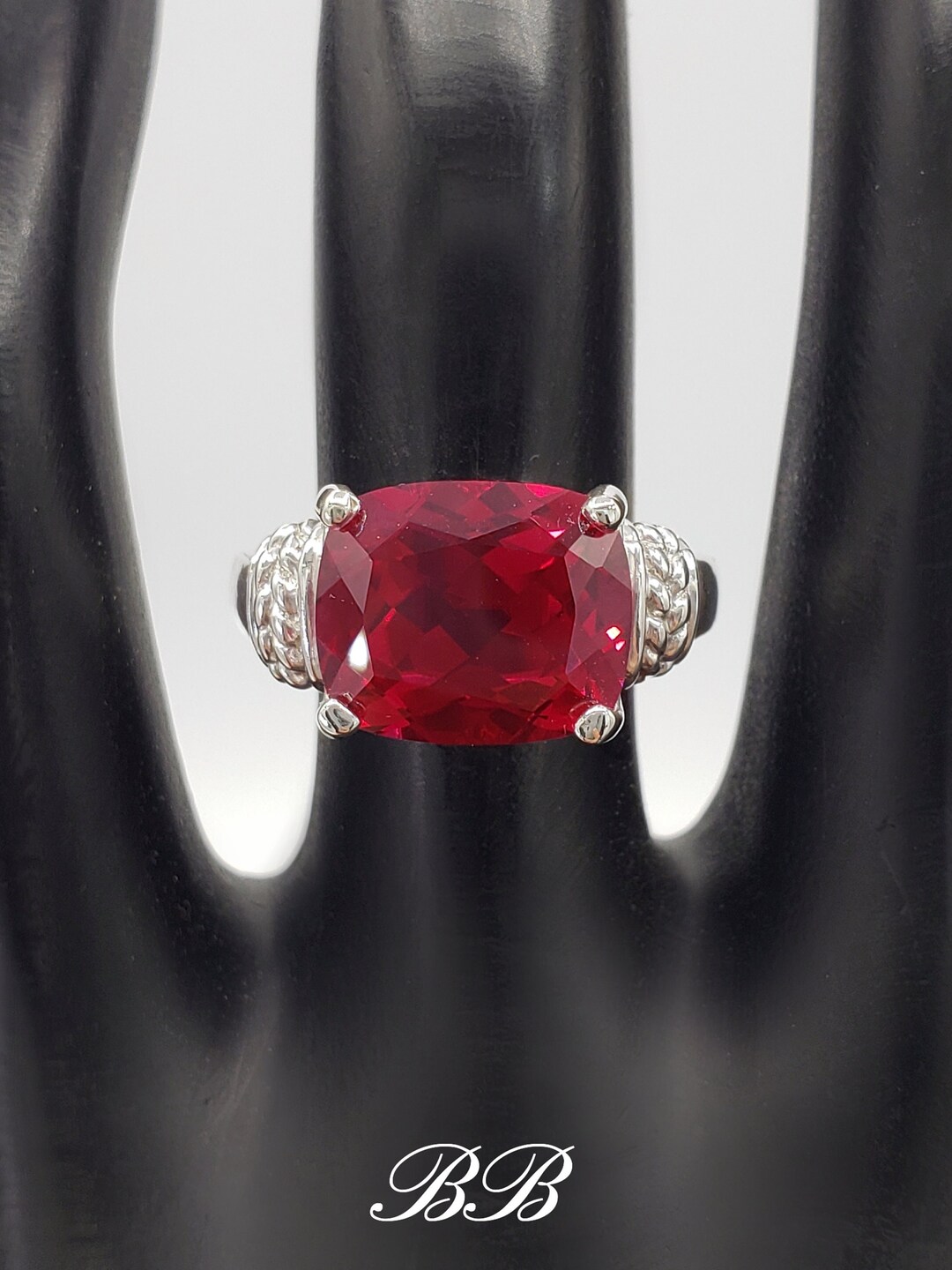 12x10mm East West Side Set Lab-created Red Ruby Statement - Etsy