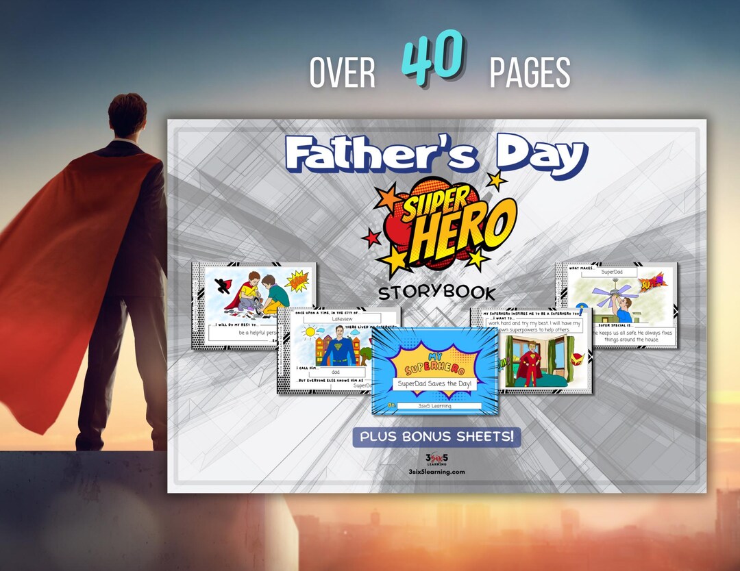 Father's Day Superhero Storybook Builder for Kids (digital PDF Download ...