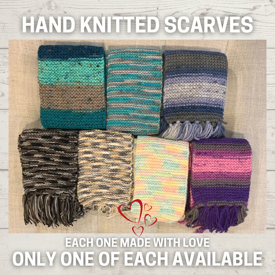 Hand Knitted Scarf, Scarves, Pattern Colors, Handmade, Unique, Warm ...