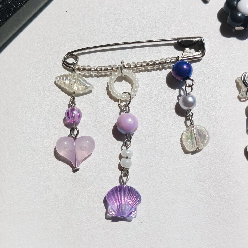 Triple Drops Beaded Safety Pin With Y2k Beads Desain and Stainless ...