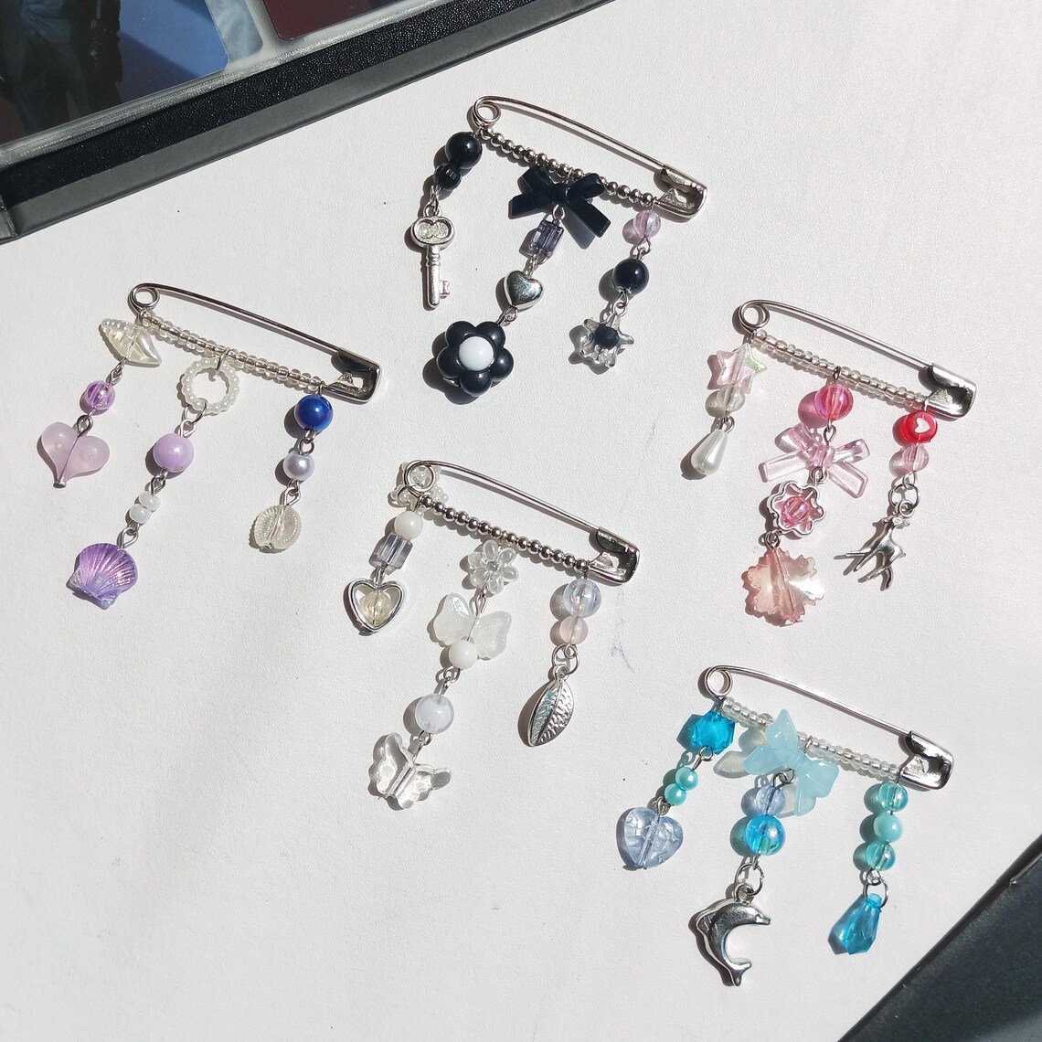 Triple Drops Beaded Safety Pin With Y2k Beads Desain and Stainless ...