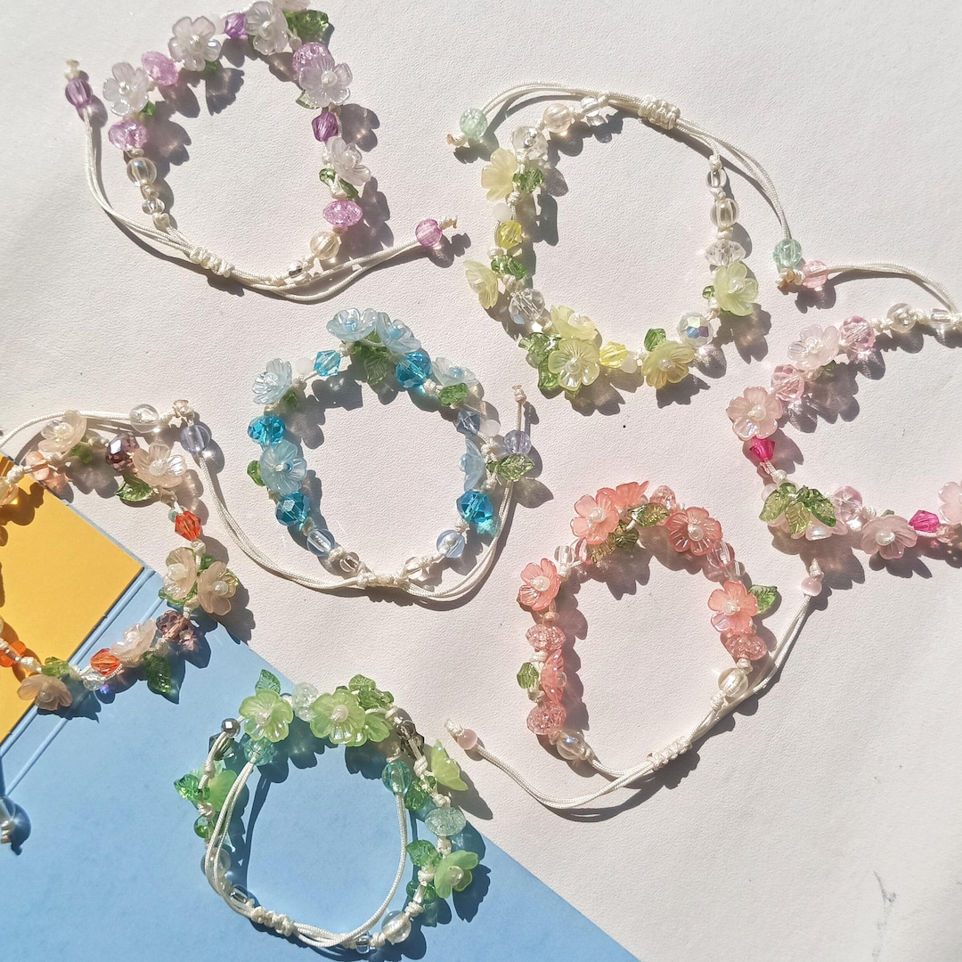Sakura Flower Beads Bracelet Inspired by Fairy Core Garden Style ...