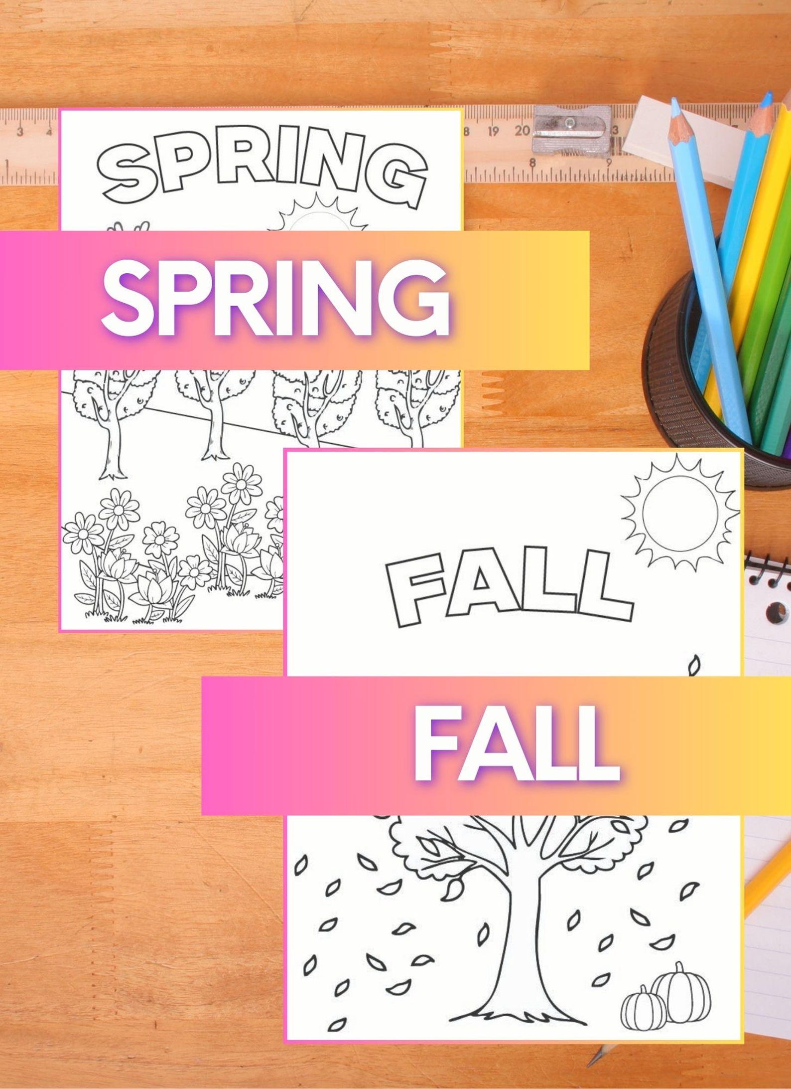 Four Seasons Coloring Page Bundle - Etsy