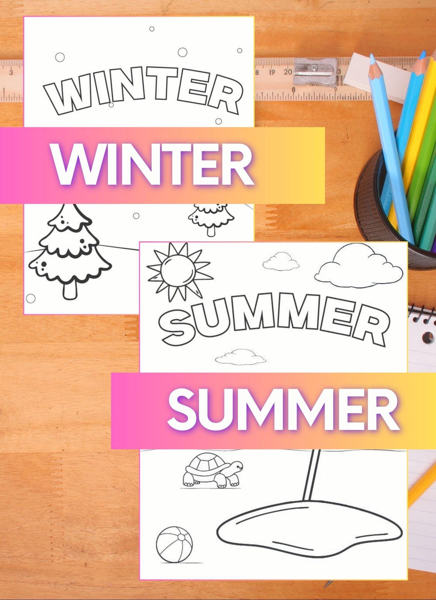 Four Seasons Coloring Page Bundle - Etsy