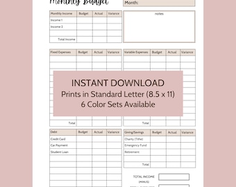 Printable Simple Budget Tracker - Etsy