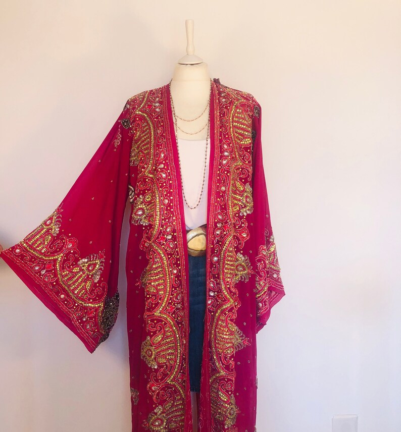 Boho Unique Kimono,long Sequinned Kimono,beaded Evening Jacket ...