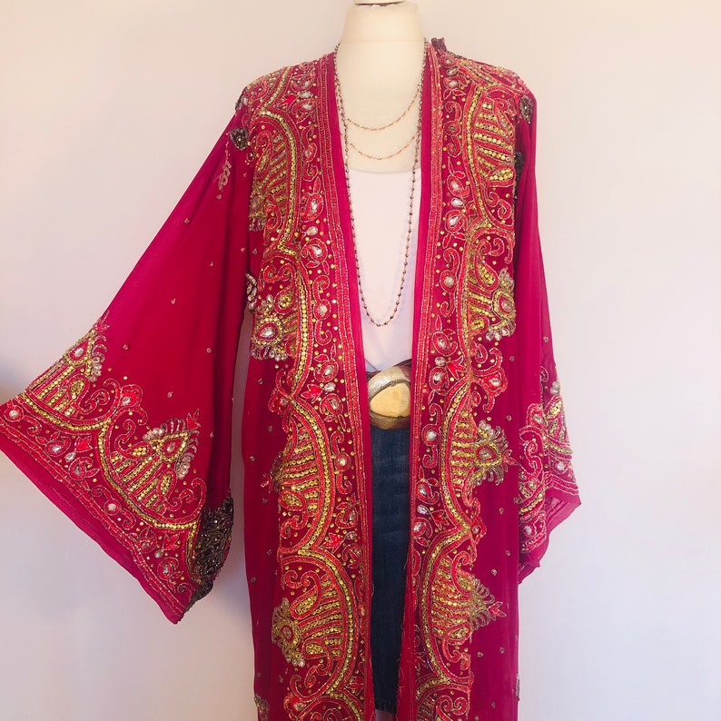 Boho Unique Kimono,long Sequinned Kimono,beaded Evening Jacket ...