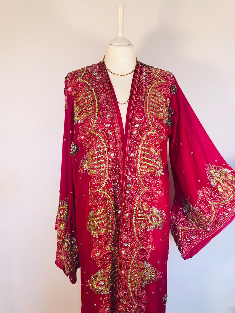 Boho Unique Kimono,long Sequinned Kimono,beaded Evening Jacket ...