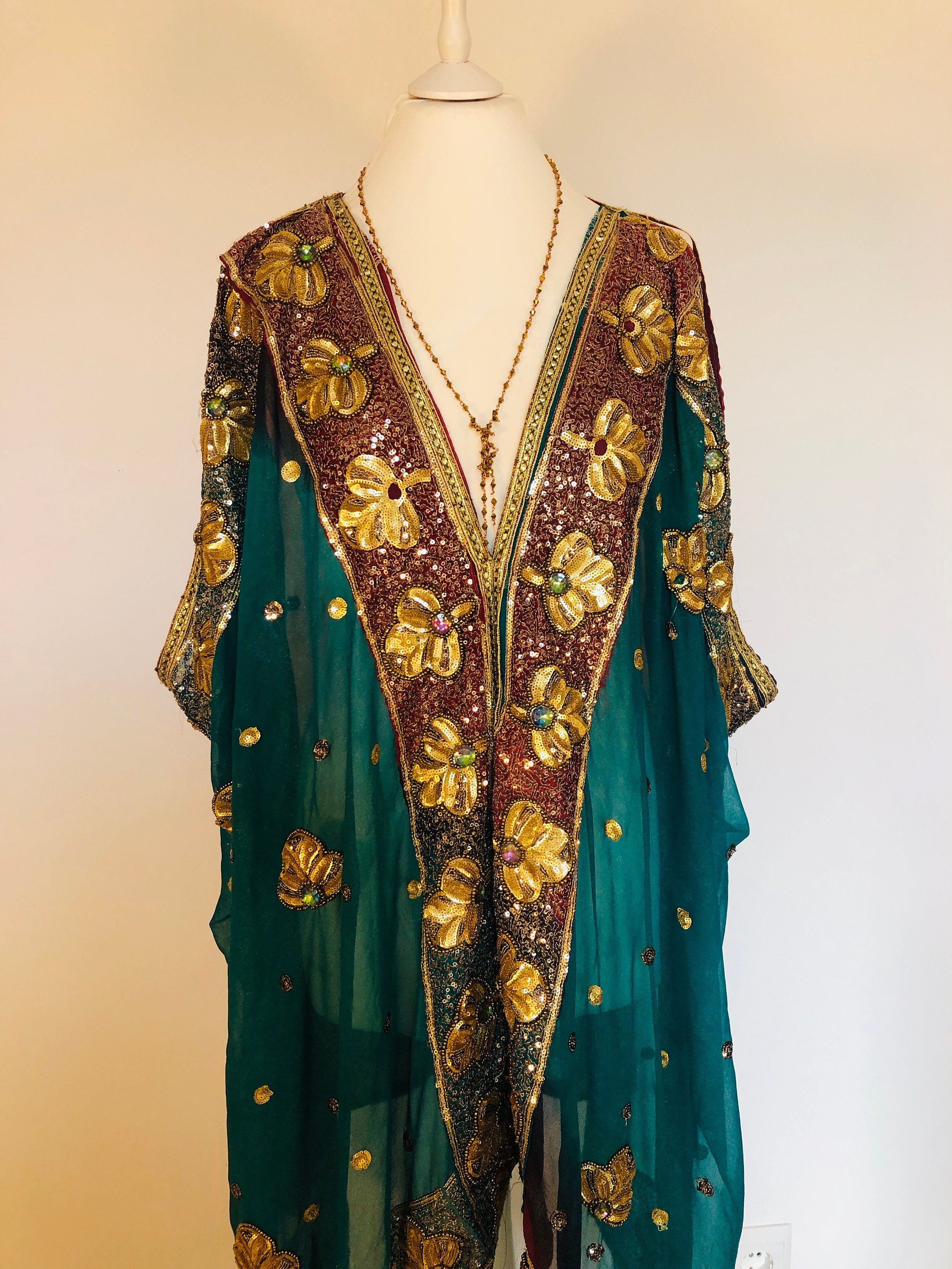 Boho Vintage Silk Long Kaftan Hippie Maxi KaftanLong gold | Etsy