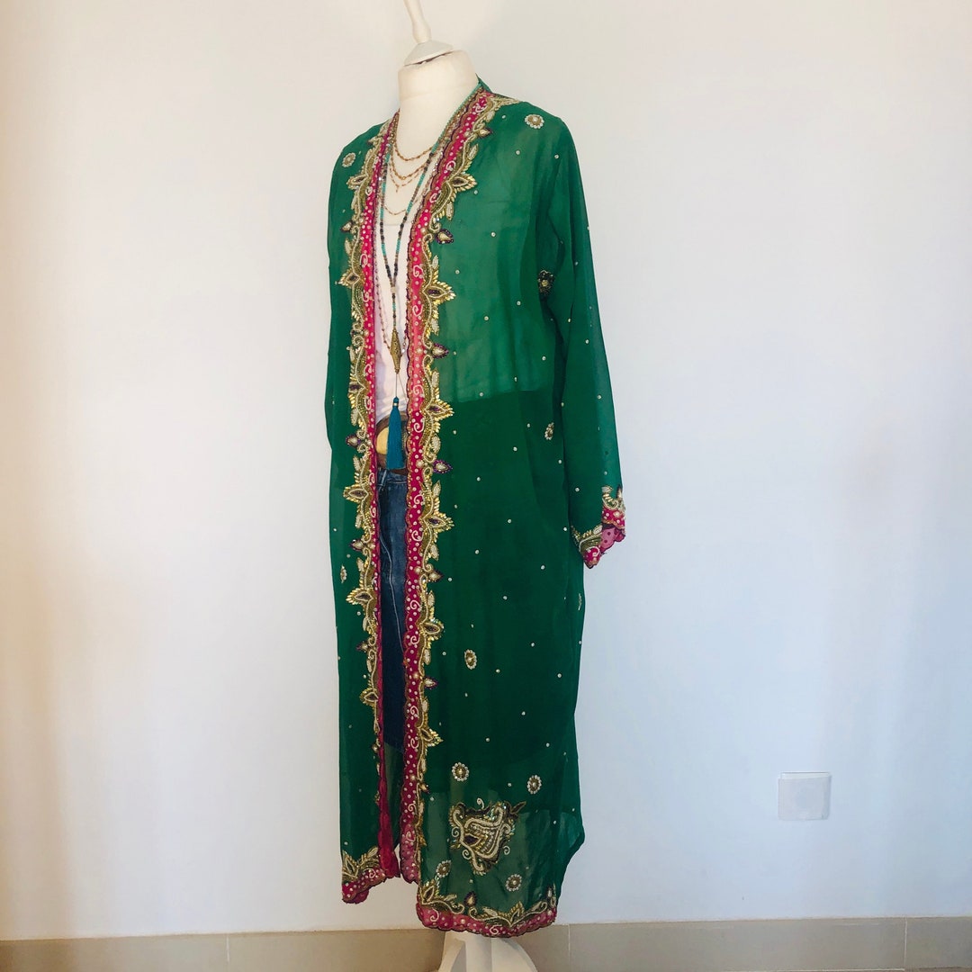 Boho Long Beaded Jacket,sequinned Kimono,embellished Duster,evening ...