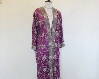 Boho Beaded Kimono,sequinned Party Robe ,unique Goddess Duster,bell ...