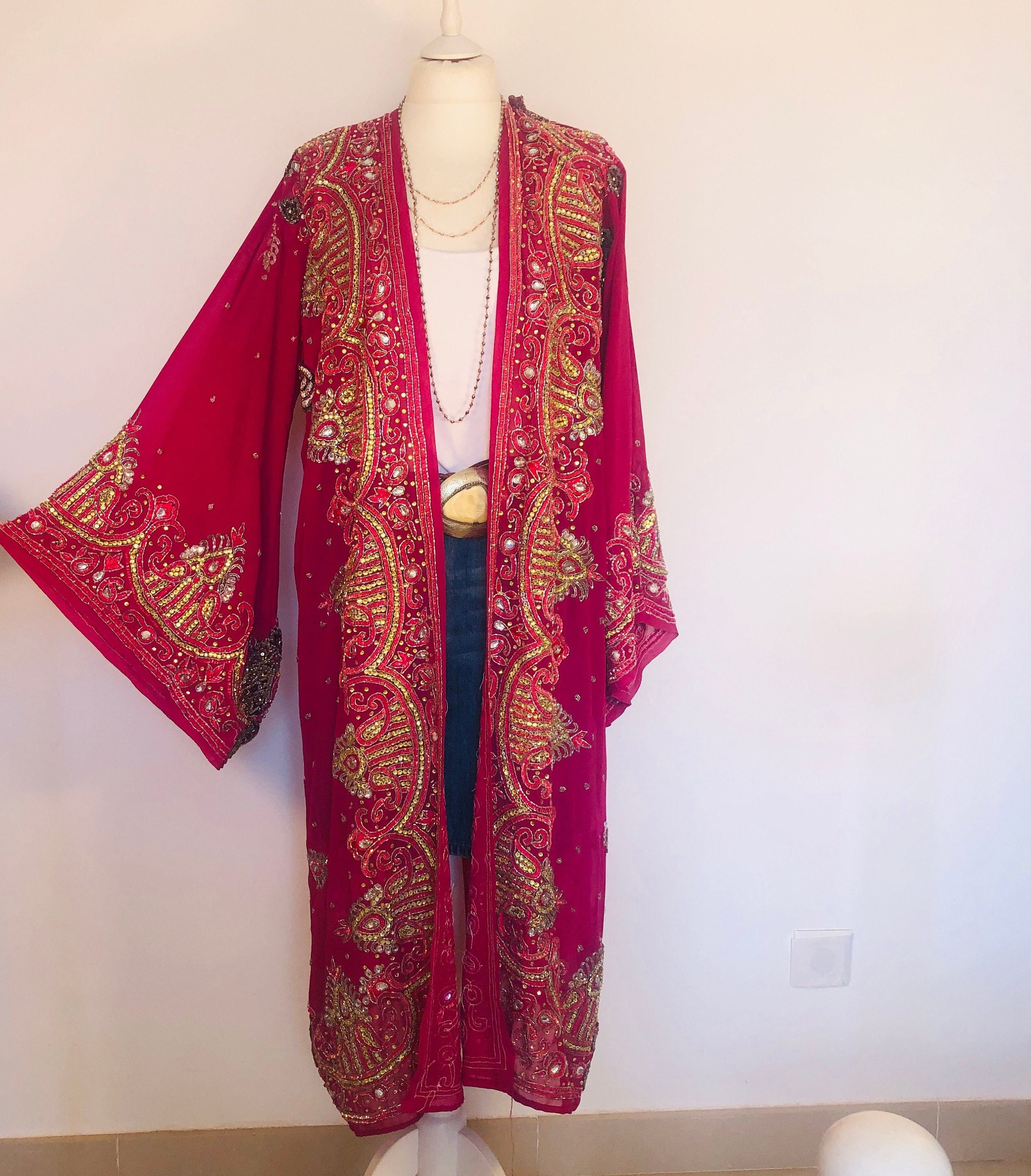 Boho Unique Kimono,long Sequinned Kimono,beaded Evening Jacket ...