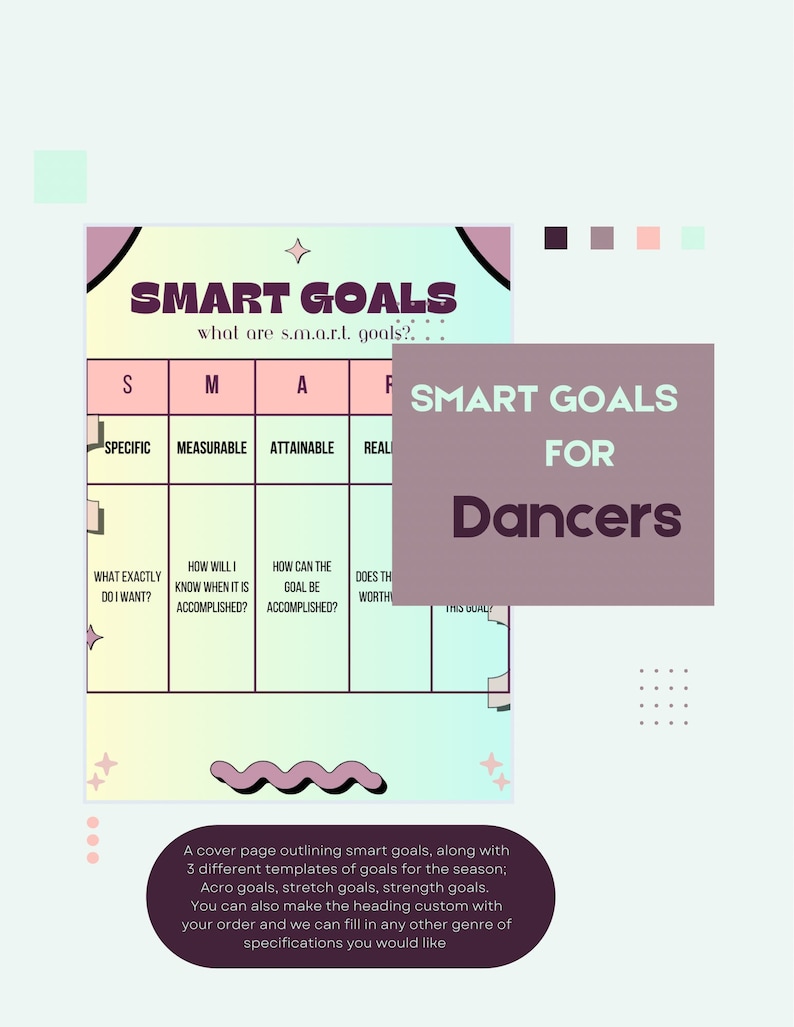 SMART Goal Setting Worksheets for Dancers PDF - Etsy