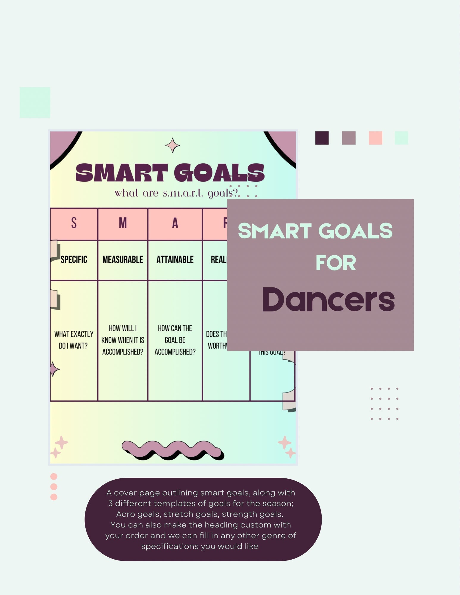 SMART Goal Setting Worksheets for Dancers PDF - Etsy