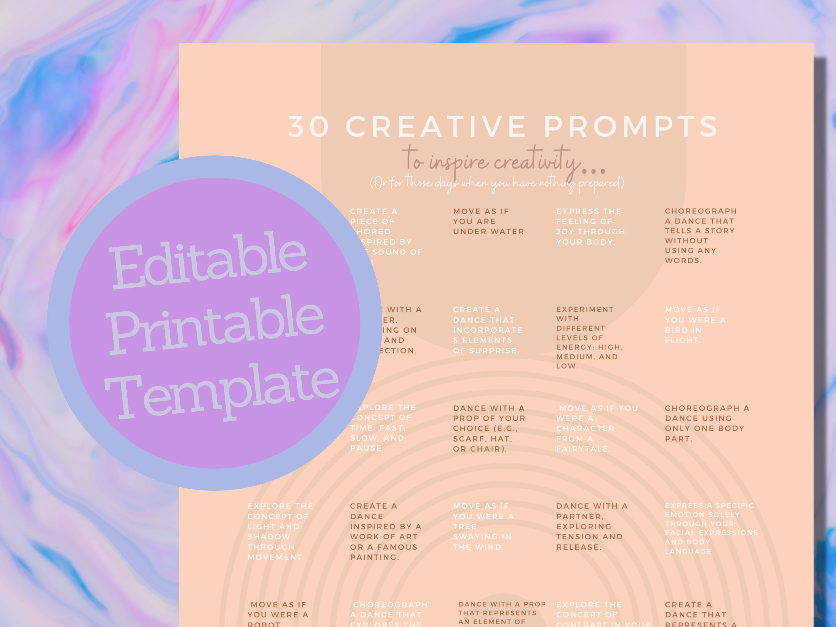 Dance Planner 30 Prompts to Inspire Creativity - Etsy